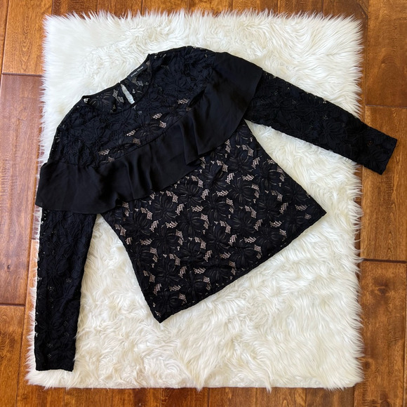 Ivanka Trump | Tops | Ivanka Trump Womens Blouse Black Floral Long ...